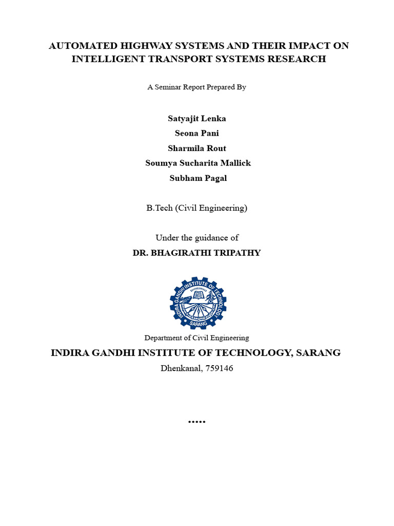 Automated Highway System Seminar Report | PDF | Traffic Collision | Automation