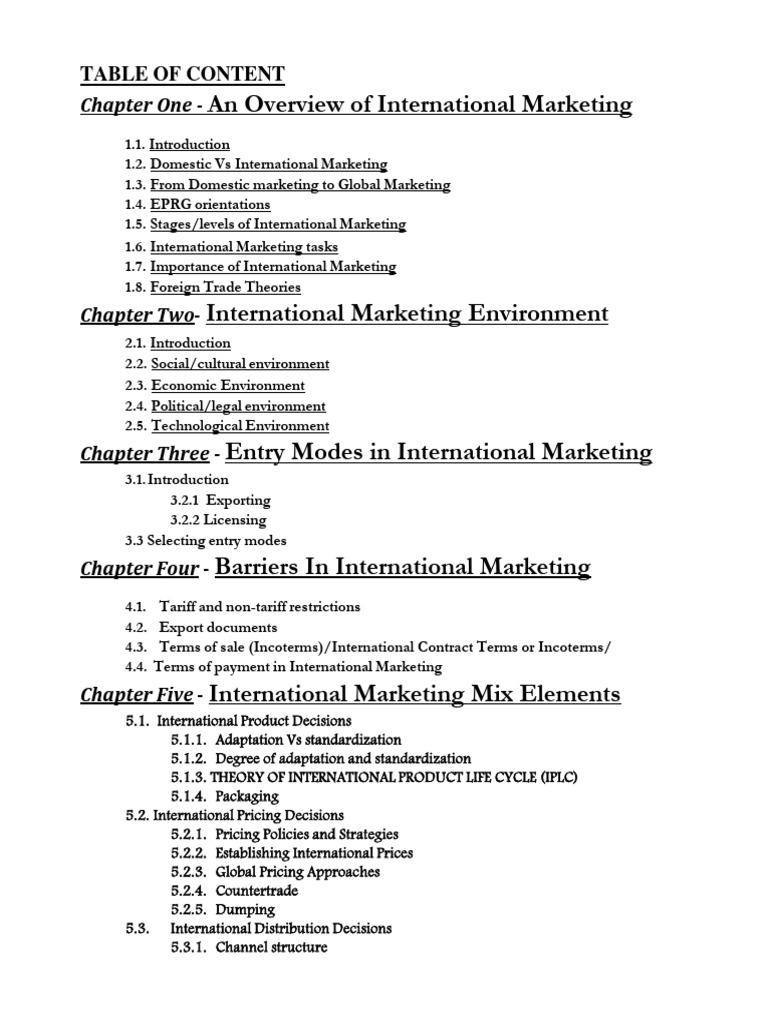 International Marketing 1-5 CHAPTERS | PDF | Marketing | Market (Economics)