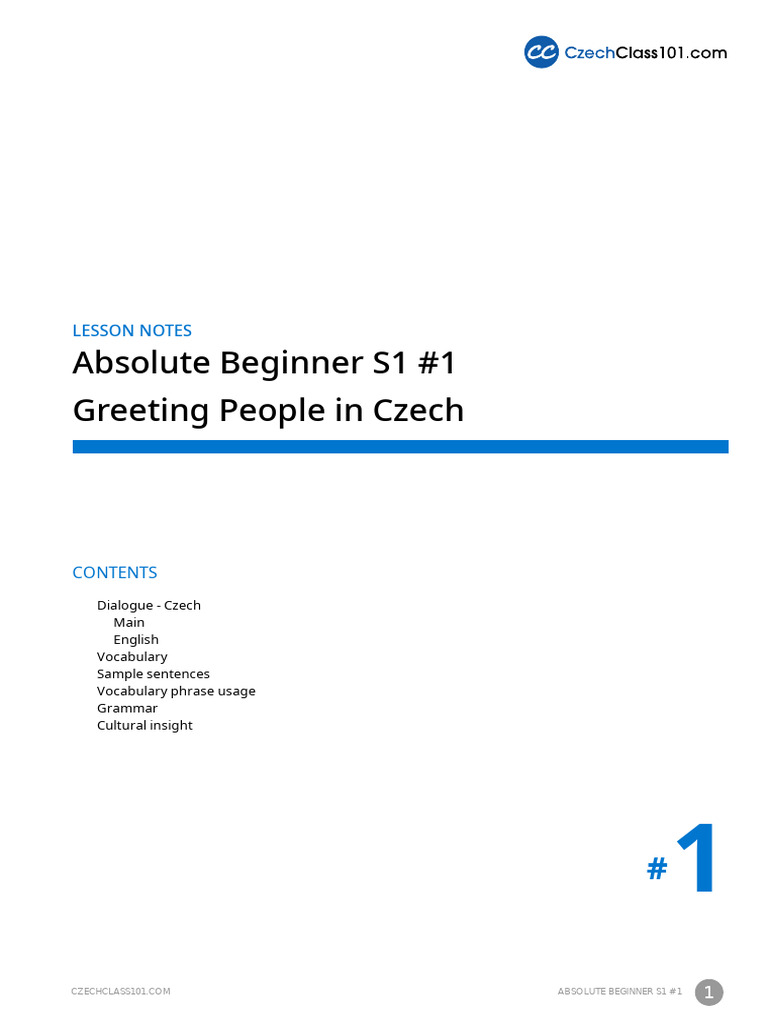 Czech Class Greeting People In Czech Pdf Verb English Language