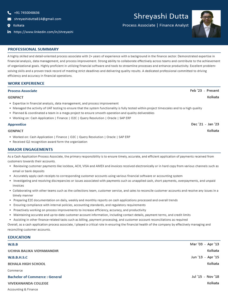 Shreyashi Dutta CV-3 (1) (1) - 1-1 | PDF | Cash | Oracle Corporation