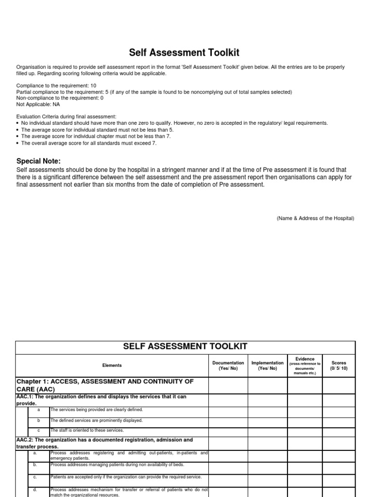 Self Assessment Toolkit | PDF | Science & Mathematics