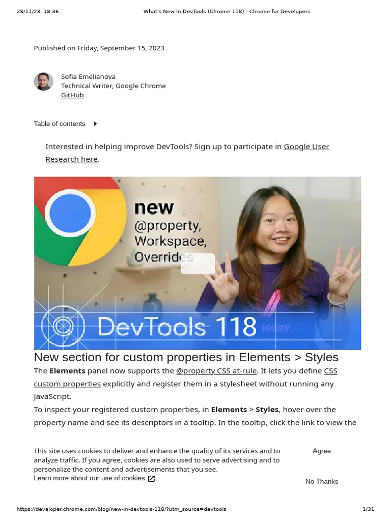 What's New in DevTools (Chrome 118) - Chrome For Developers | PDF | Http Cookie | World Wide Web