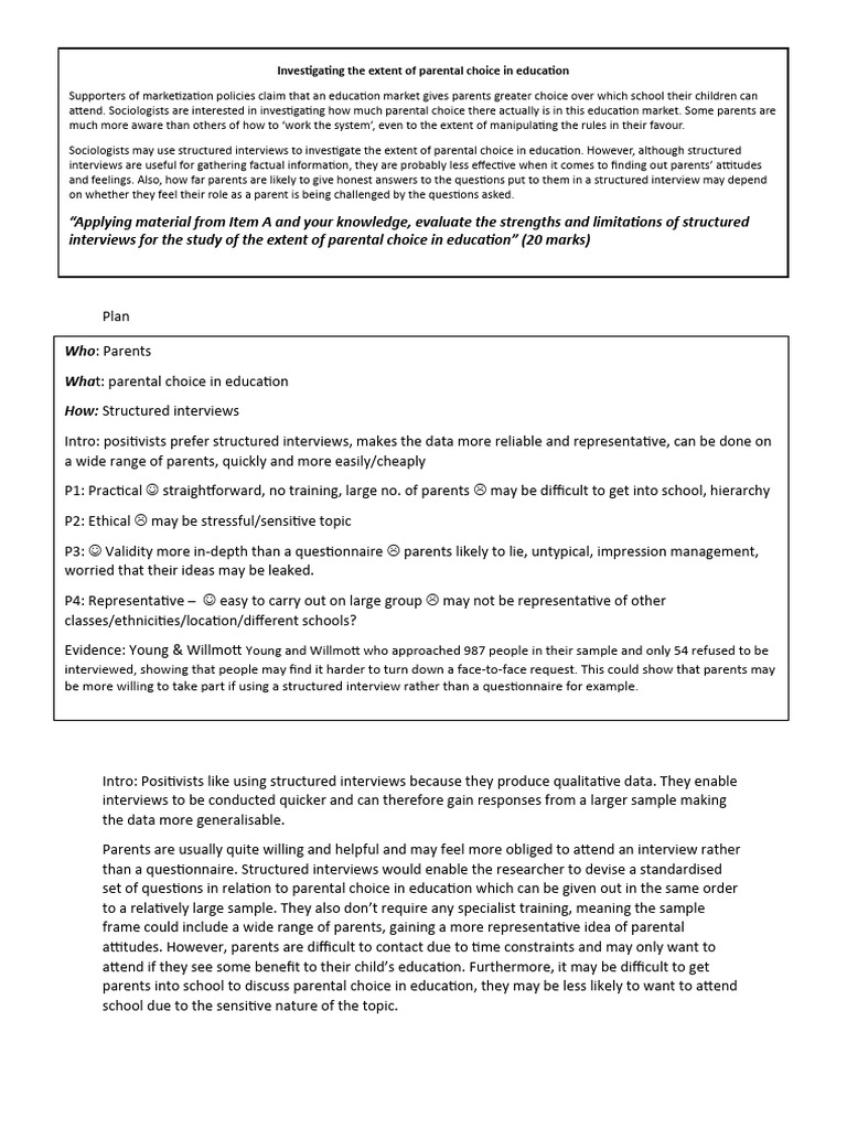 Structured Interview Model Answer | PDF | Questionnaire | Sampling (Statistics)