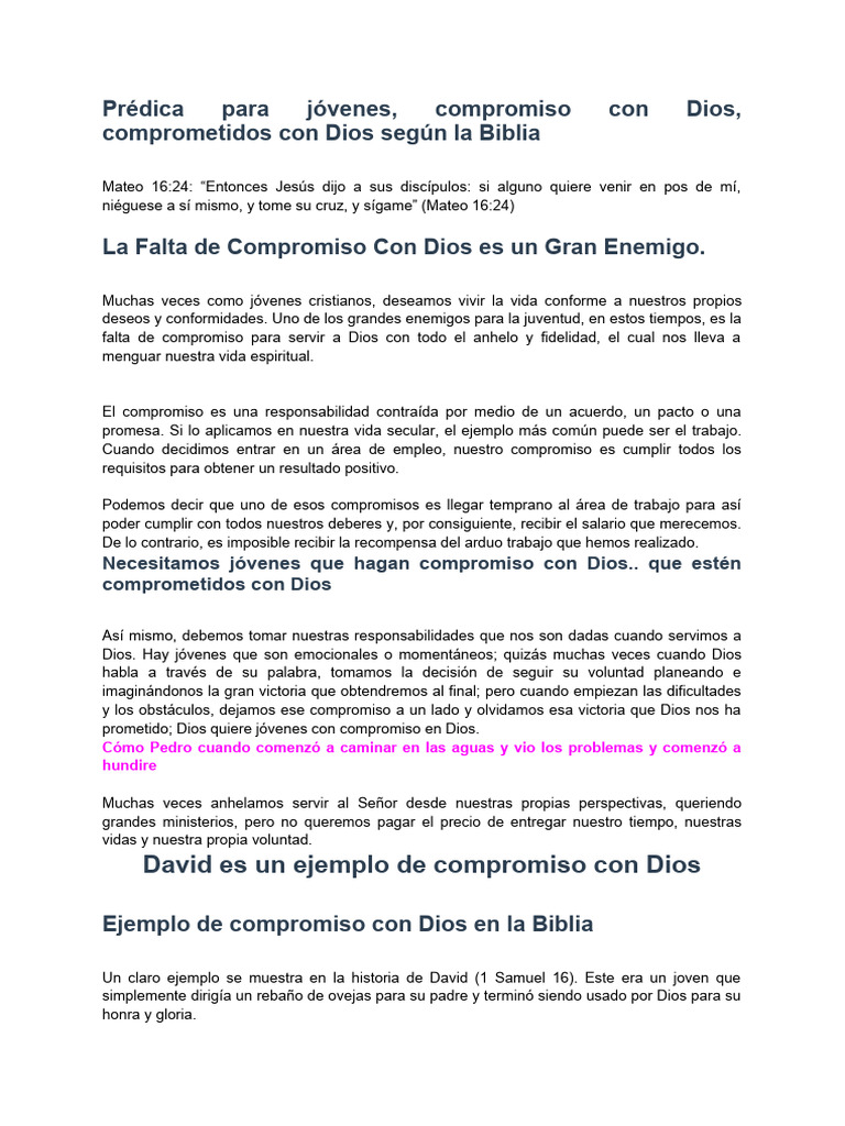 Compromiso Con Dios, Comprometidos Con Dios Según La Biblia | PDF | David