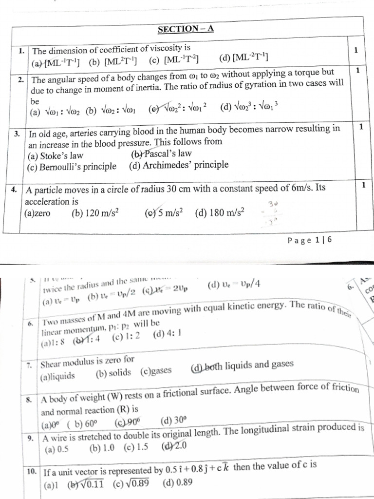 Class 11 Physics Question Paper | PDF