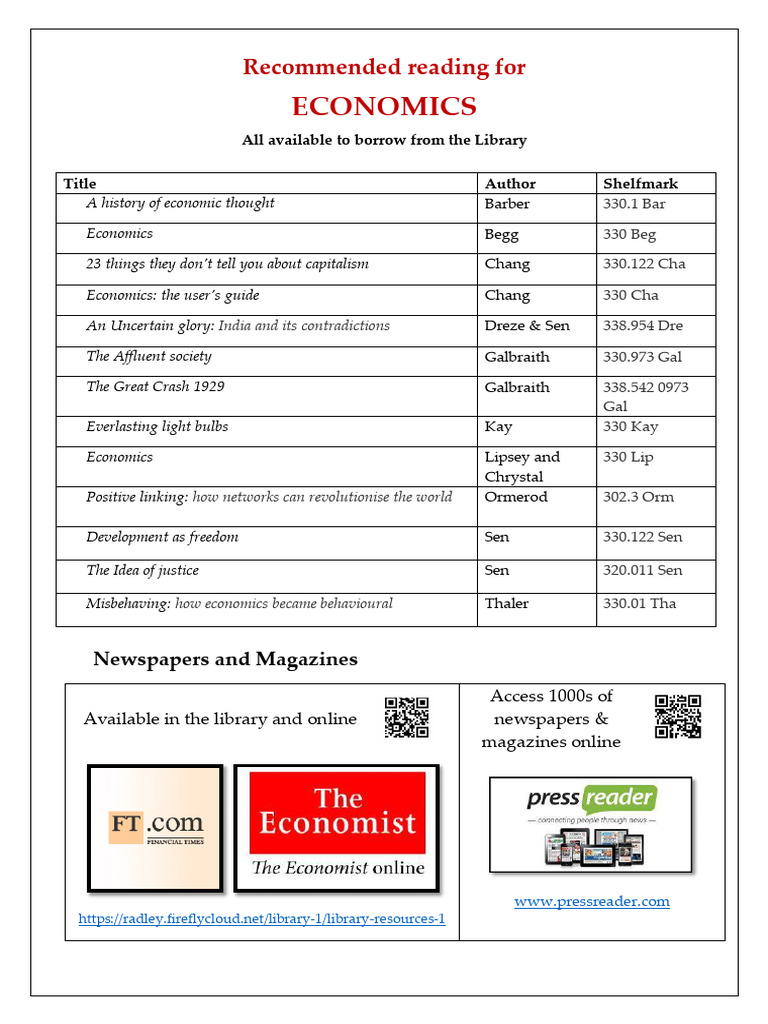 Library Reading List | PDF