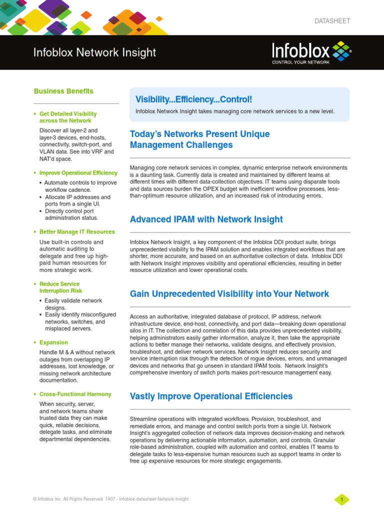 Infoblox Datasheet Network Insight | PDF | Computer Network | Network ...