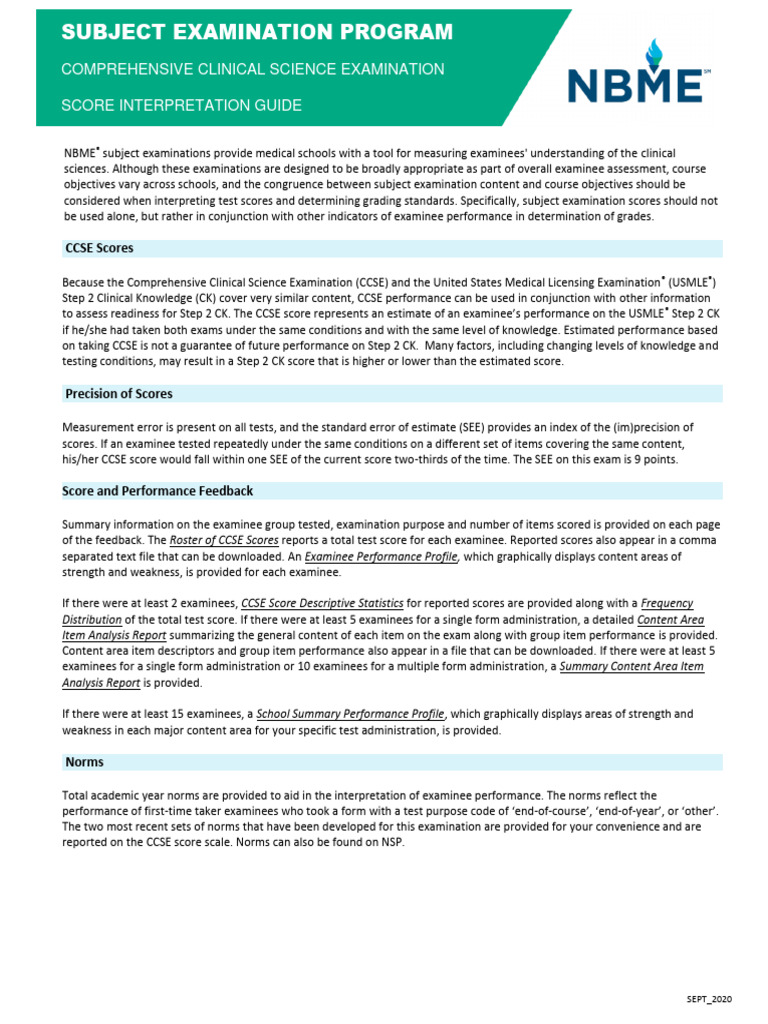 Comprehensive Clinical Score Interpretation Guide 2021 | PDF | United ...