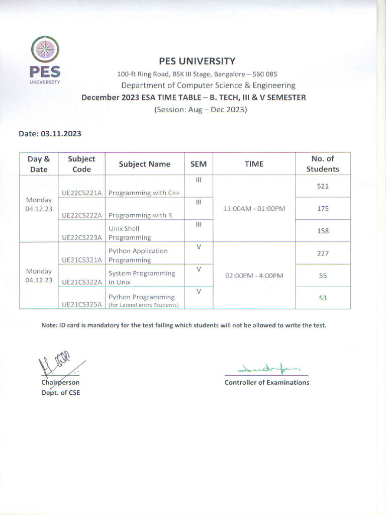 3rd and 5 TH Sem ESA TT | PDF