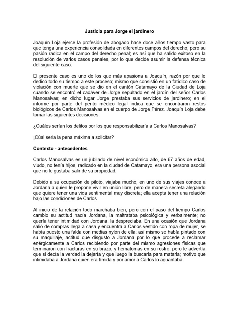 caso práctico II bimestre | PDF | Violación | Derecho penal