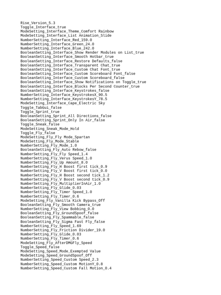 Rise Version 5.3 Settings Overview | PDF