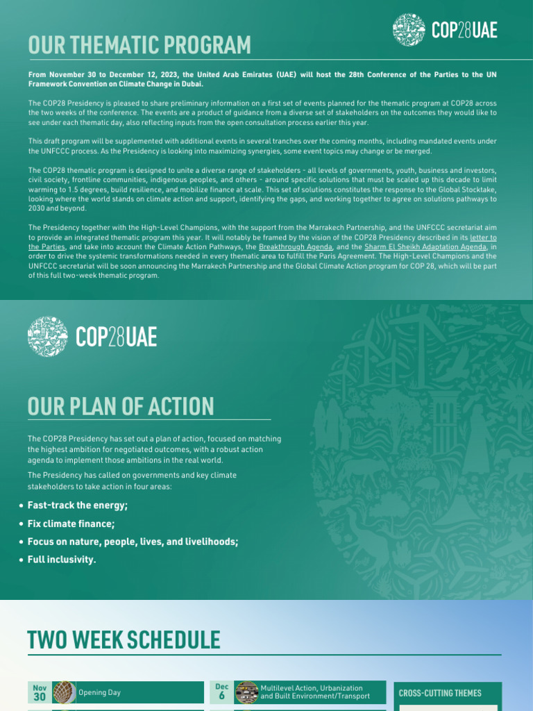 Cop 28 Presentation Thematic Days PDF | PDF | Climate Change Mitigation ...