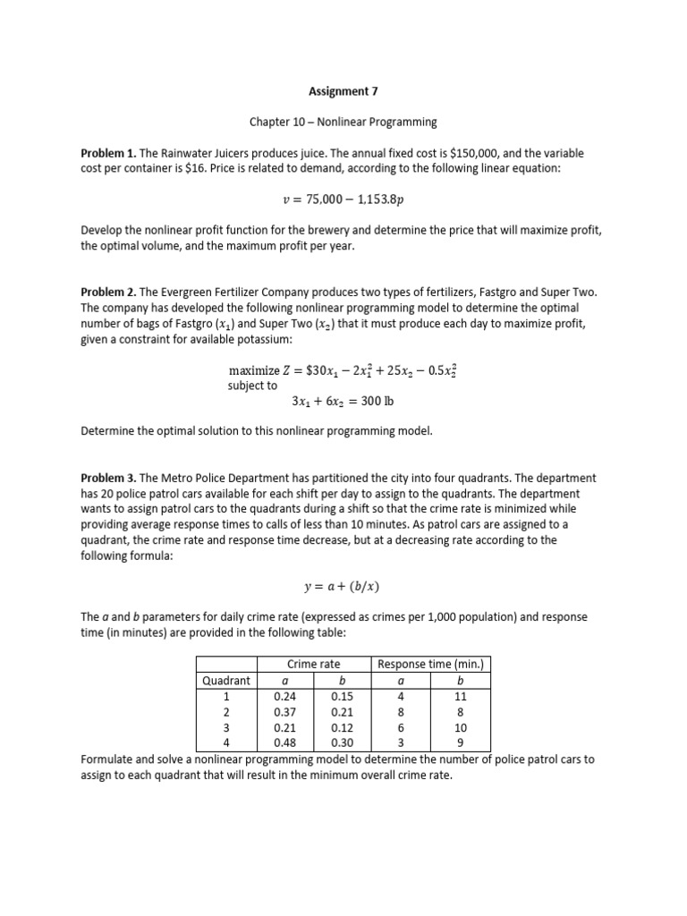 A7 | PDF | Nonlinear Programming | Nonlinear System