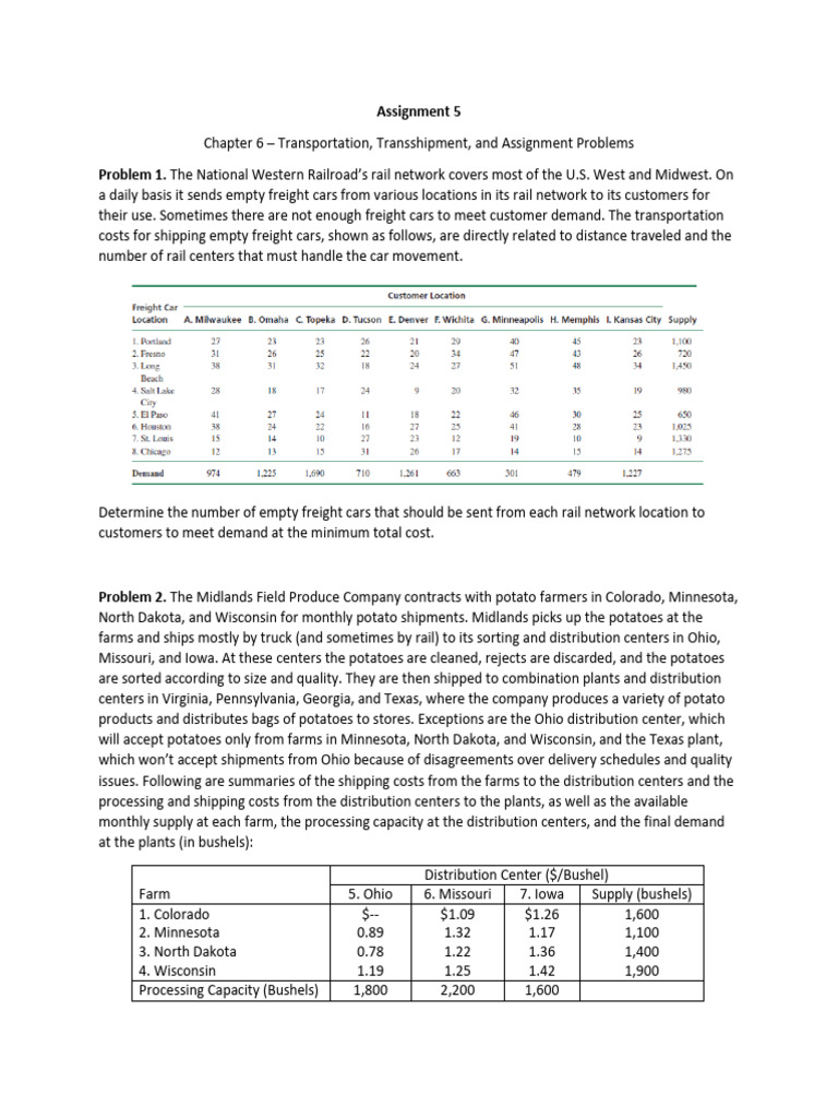 Assignment 5 | PDF | Swimming (Sport) | Cargo