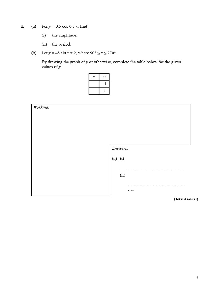Trigonometry Exam Questions | PDF | Function (Mathematics) | Tide