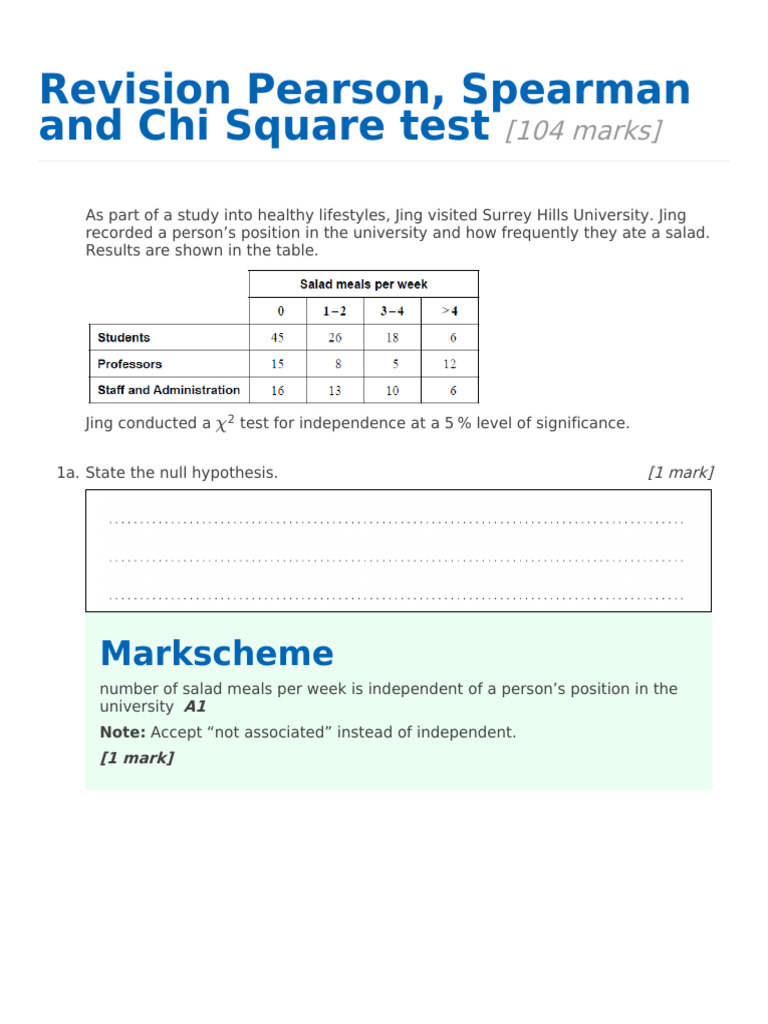 Comparing Chi-Square and Spearman's Tests | PDF | P Value | Chi Squared ...