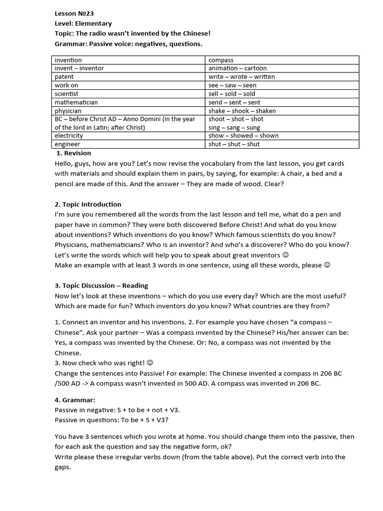 Passive Voice in Inventions Lesson | PDF | Invention | Anno Domini