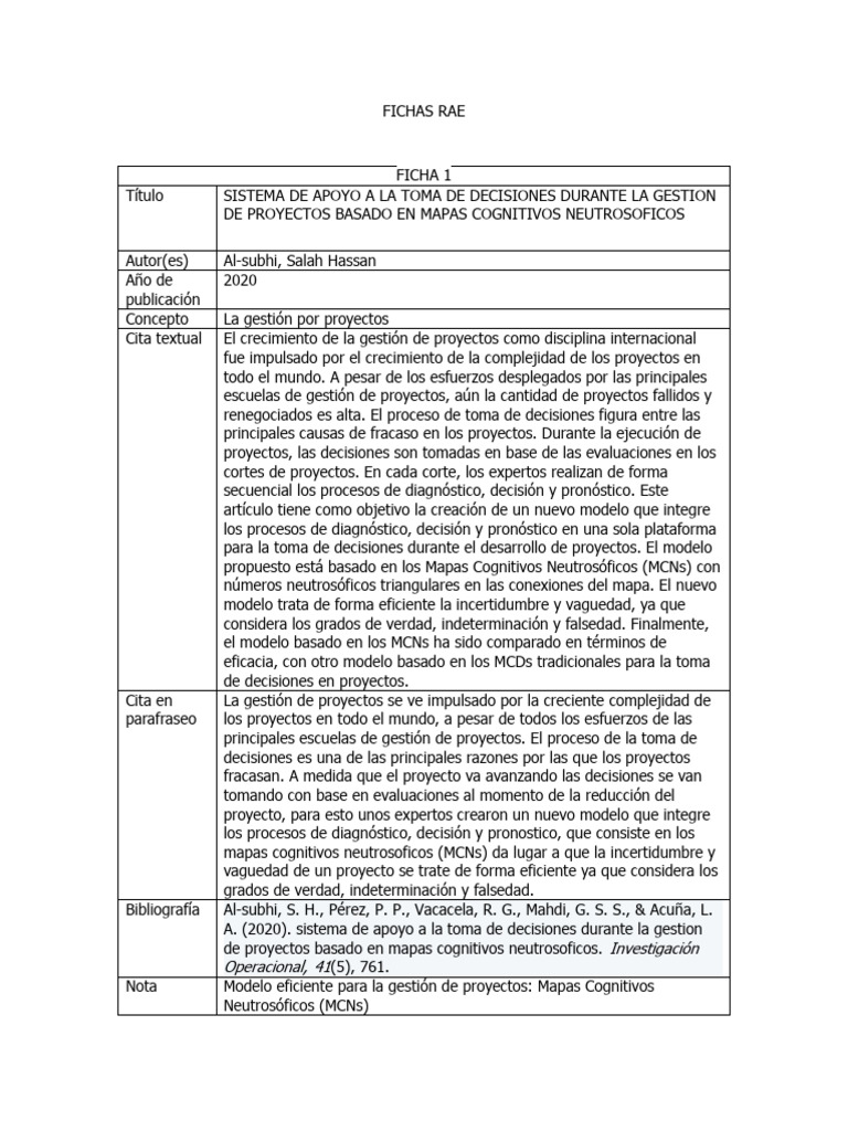Modelo de Decisiones en Proyectos RAE | PDF | Software | Ingeniería de ...