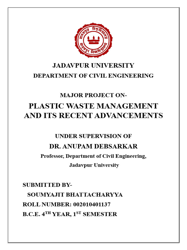 Plastic Waste Management Major Project | PDF | Recycling | Waste Management