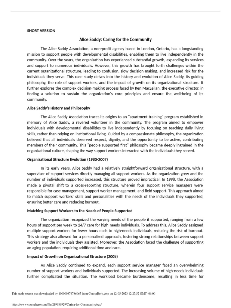 Alice Saddy: Growth and Challenges | PDF | Occupational Burnout ...
