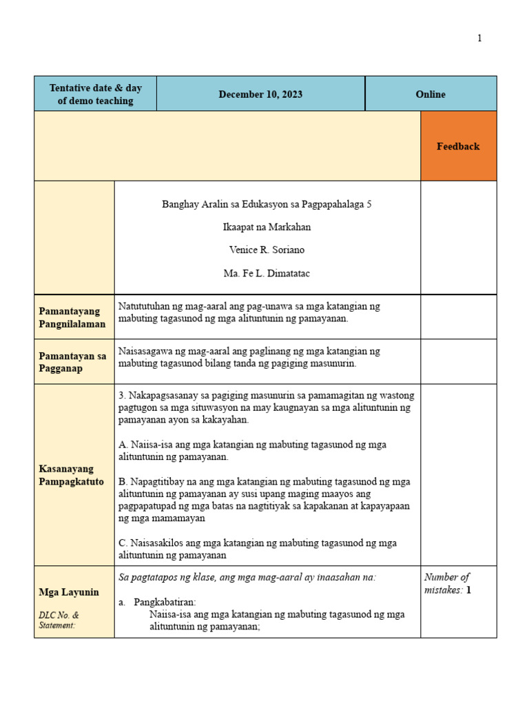 3rd Draft of Lesson Plan | PDF