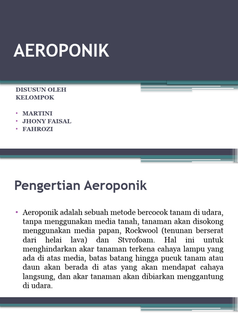 AEROPONIK Dan Hidroponik | PDF