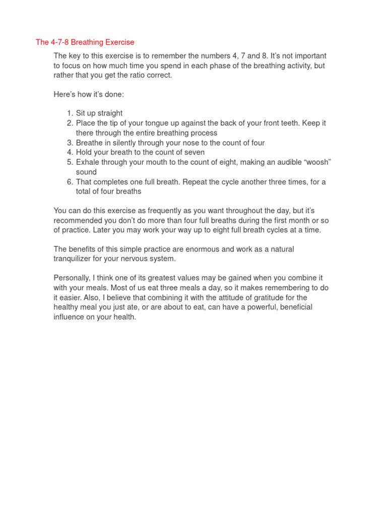 4 7 8 Breathing Technique Guide Pdf Lifestyle