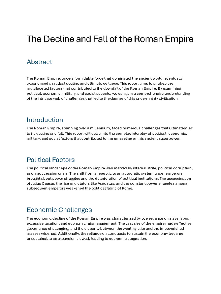 Factors Behind Rome's Decline | PDF | Roman Empire | Ancient Rome