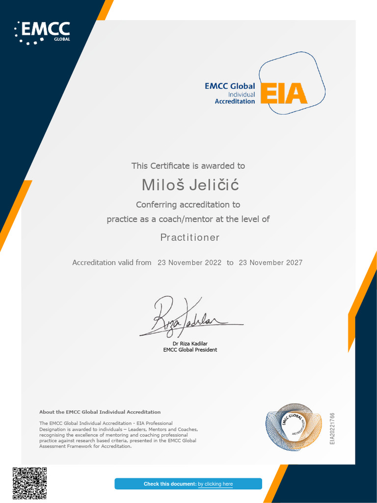 Undefined Undefined EIA Certificate EMCC Global Accreditation - EIA Certificate v3 | PDF