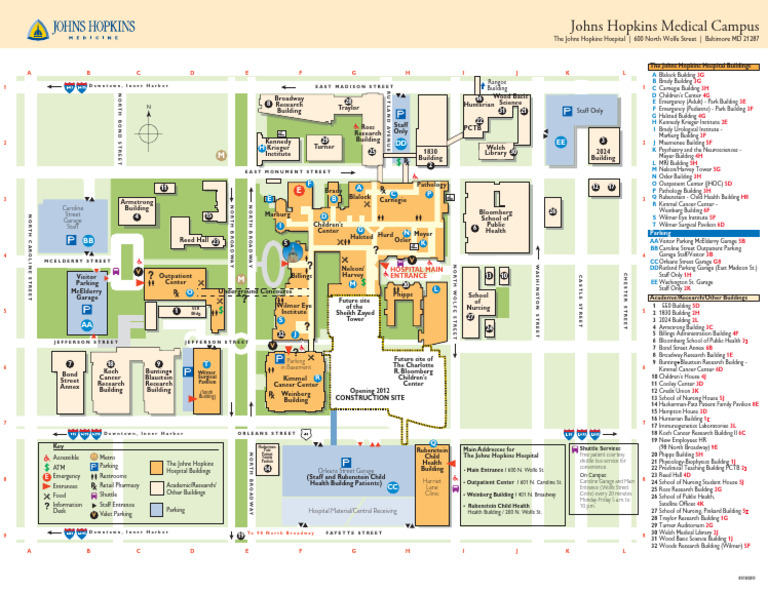 JHH Visitors Guide Map Only | PDF | Health Care | Clinical Medicine
