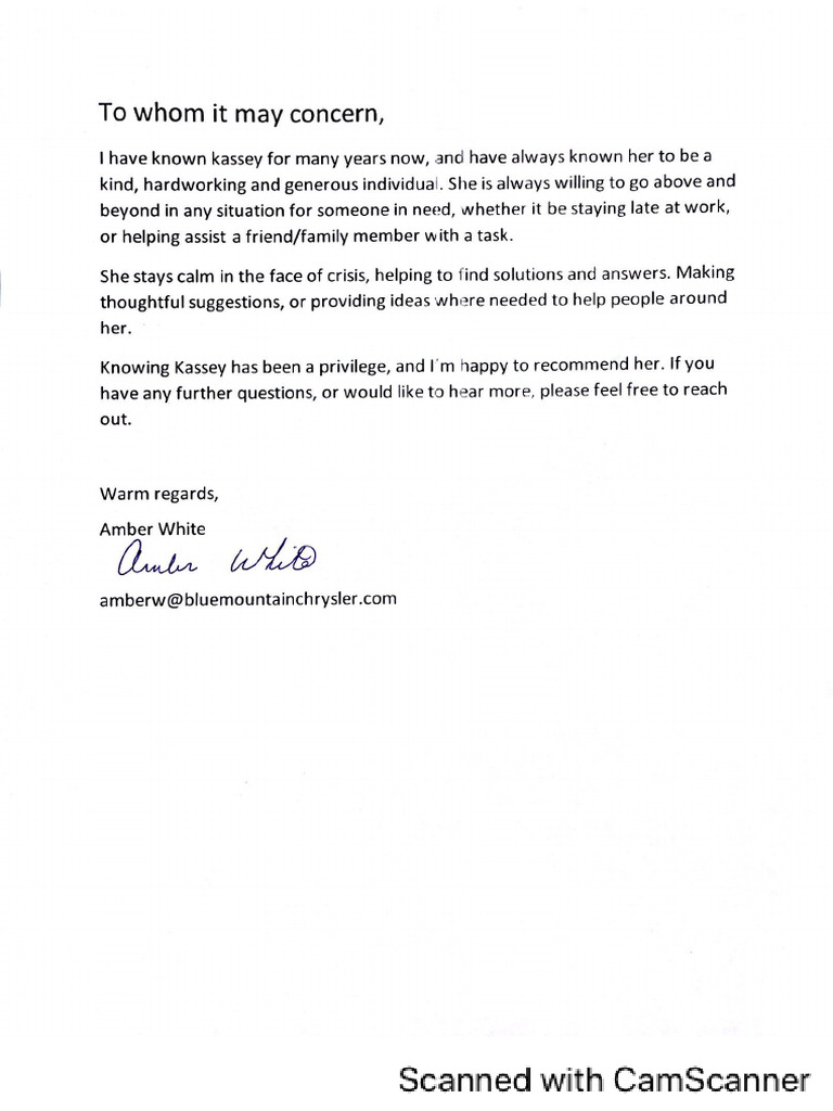 Letter of Rec From Amber | PDF