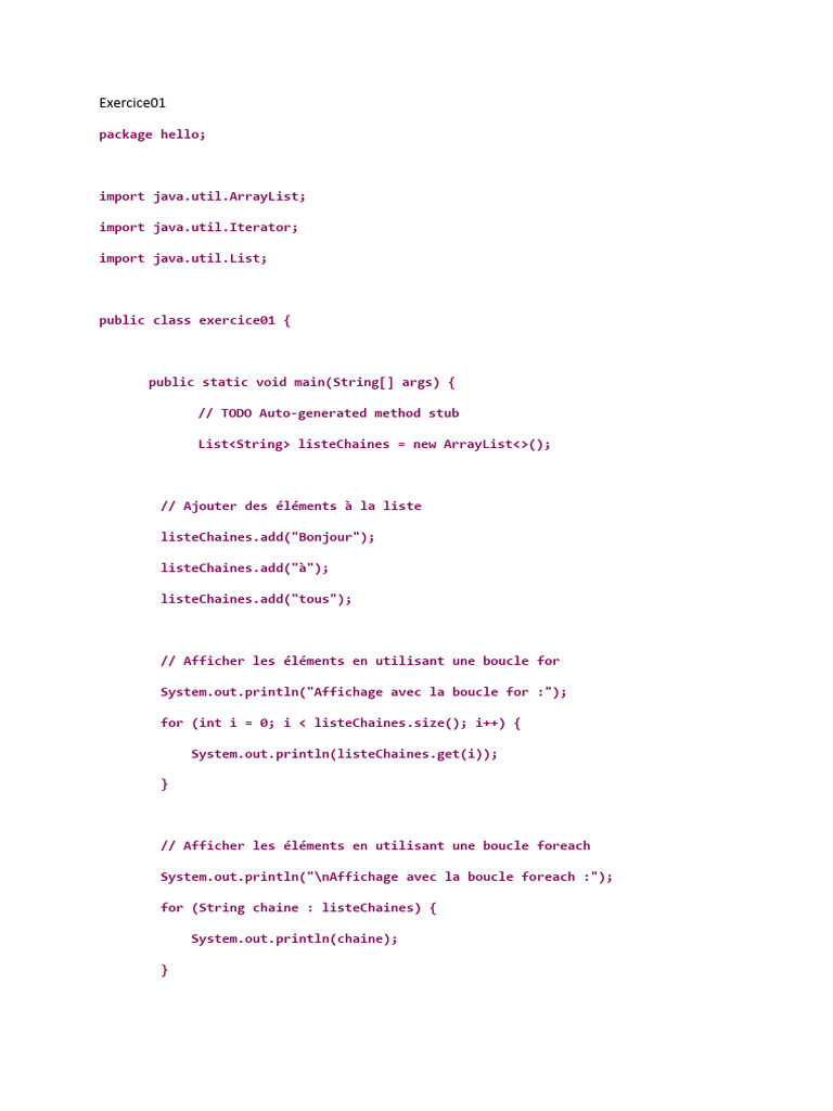 Exercice 01 | PDF | Java (Langage de programmation) | Informatique