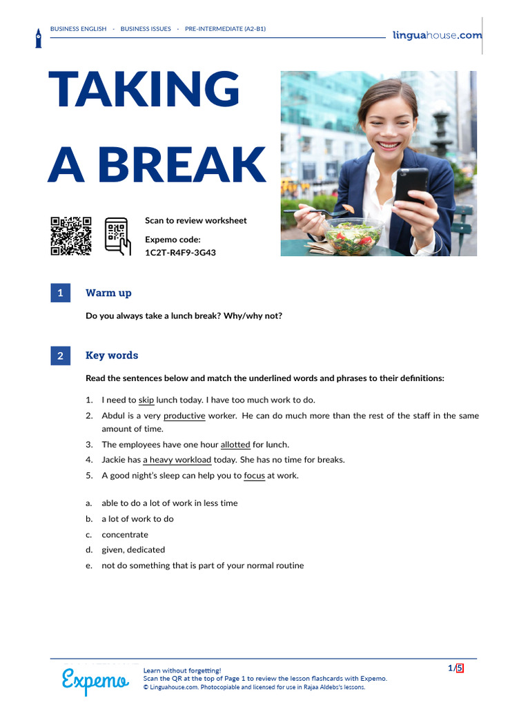 Importance of Lunch Breaks at Work | PDF | Health Care