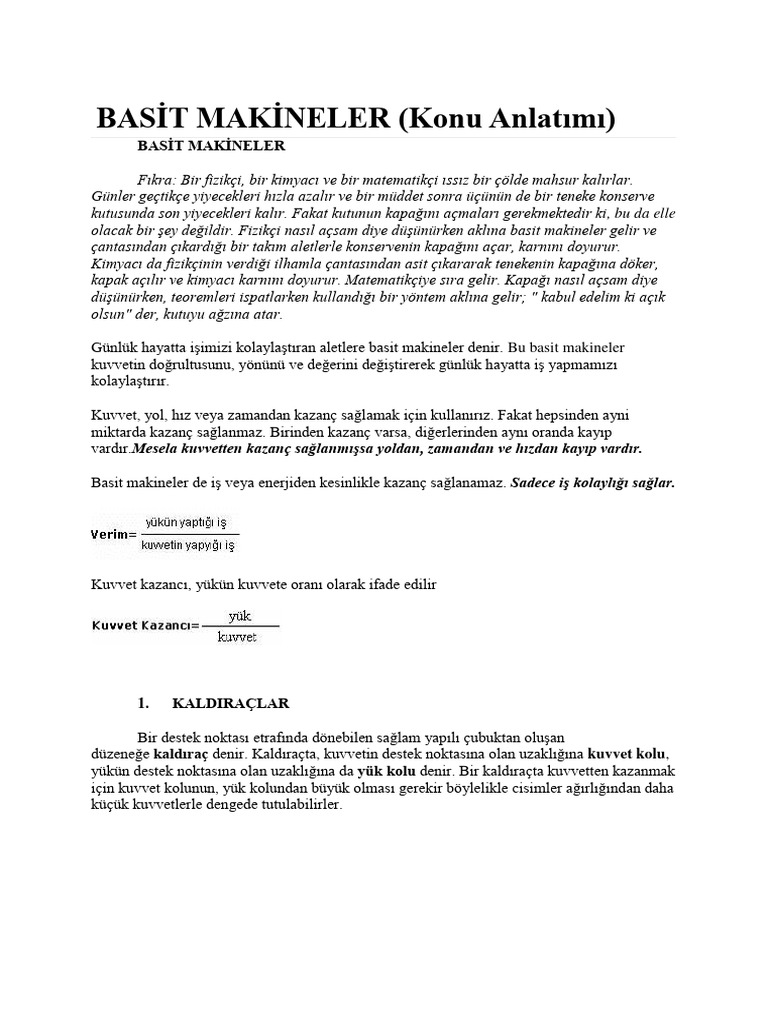 Basit Makineler | PDF