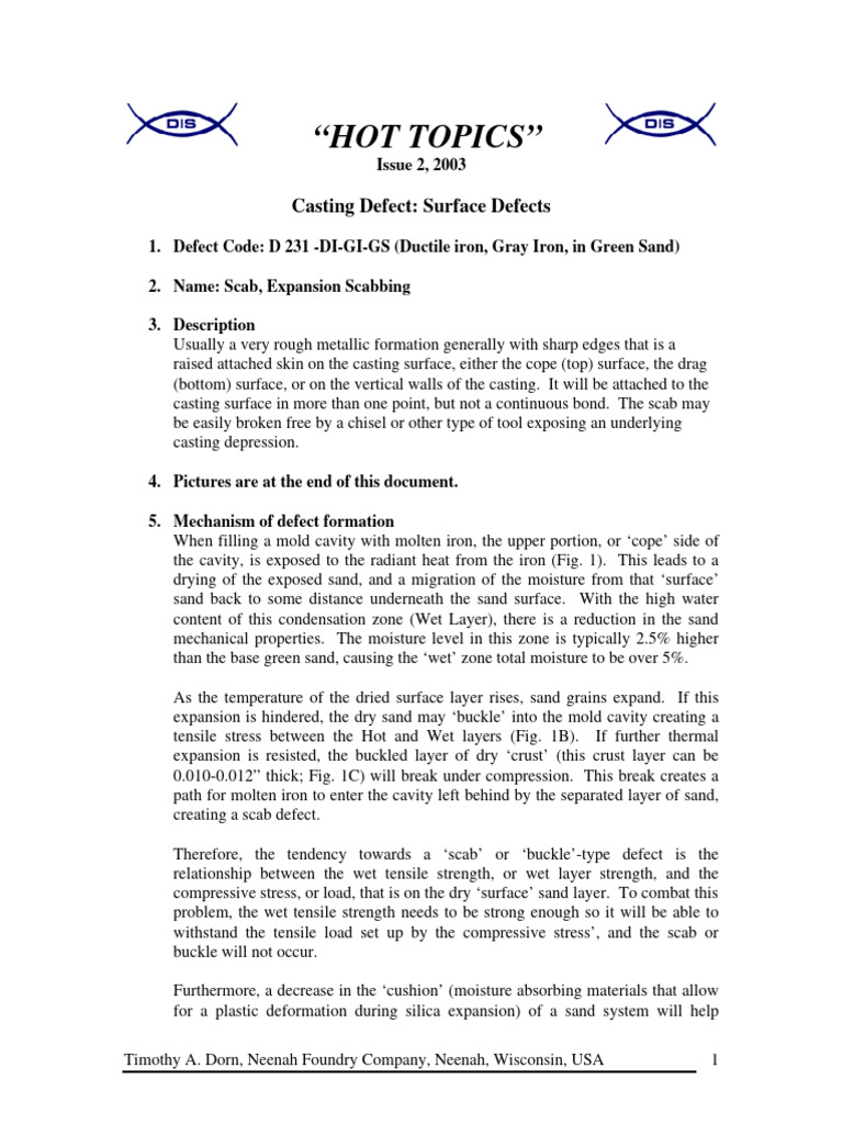 Understanding Scab Defects in Casting | PDF | Stress (Mechanics ...