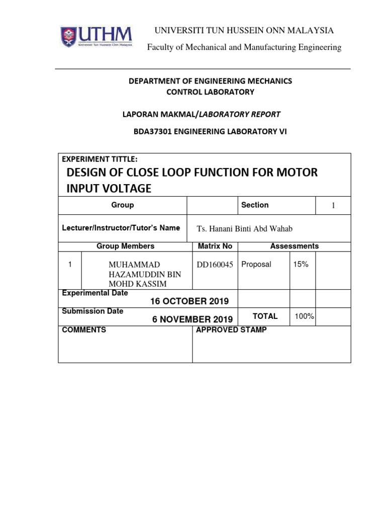Contoh REPORT Open Ended CONTROL | PDF | Electric Motor | Damping