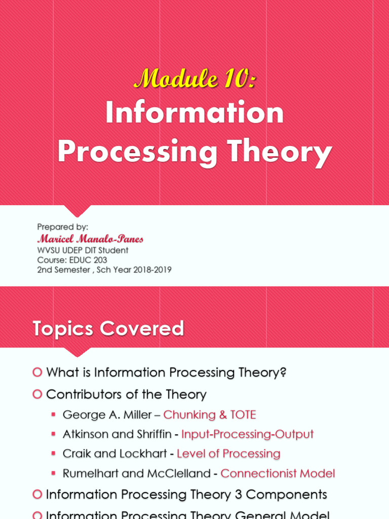Information Processing Theory - Miller, Atkinson & Shriffin, Craik ...