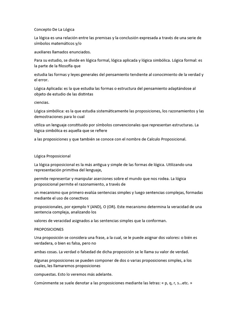 ALGEBRA - Concepto logica | PDF | Proposición | Lógica matemática