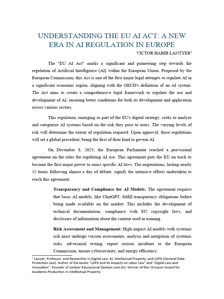 Paper - EU AI Act - Victor Habib Lantyer | PDF | Artificial ...