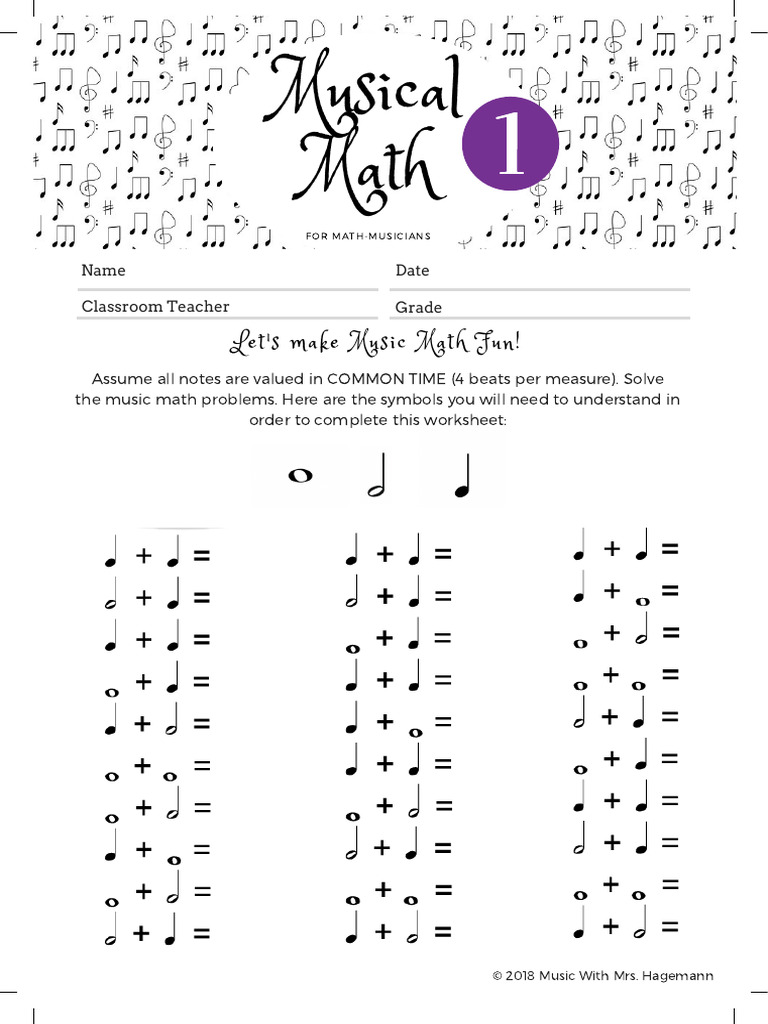 Musical Math: Let's Make Music Math Fun! | PDF | Worksheet | Musical ...