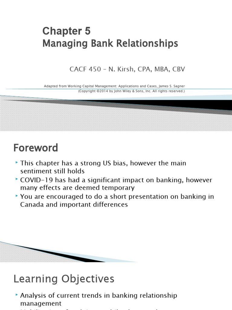 Managing Bank Relationships | PDF | Loans | Line Of Credit