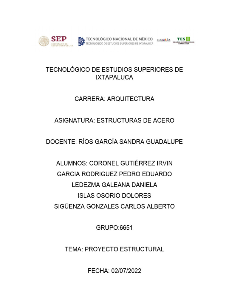 Estructuras Acero Proyecto | PDF | Construyendo tecnología | Ingeniería