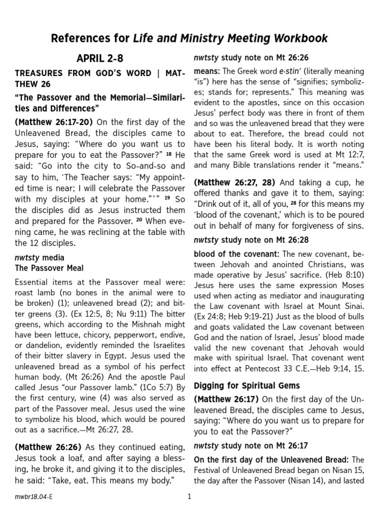 MWBR E 201804 | PDF | Jesus | Passover