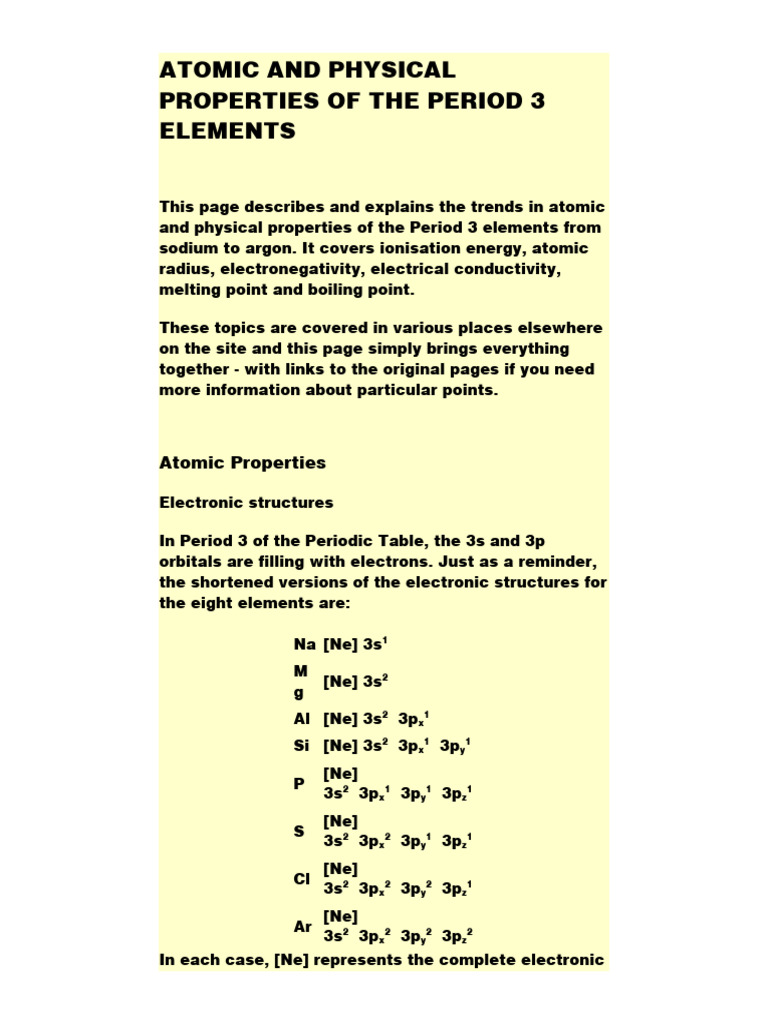Period 3 Elements | Download Free PDF | Chlorine | Acid