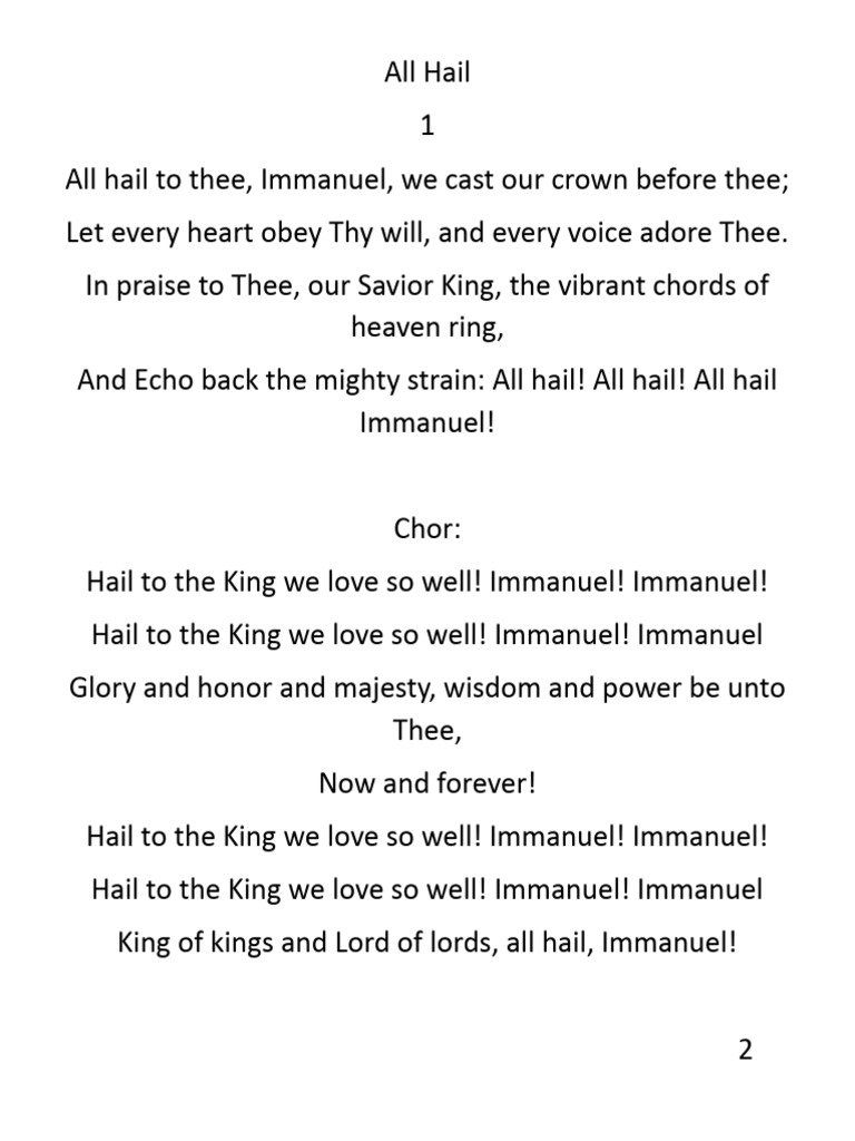 All Hail Immanuel: A Worship Anthem | PDF