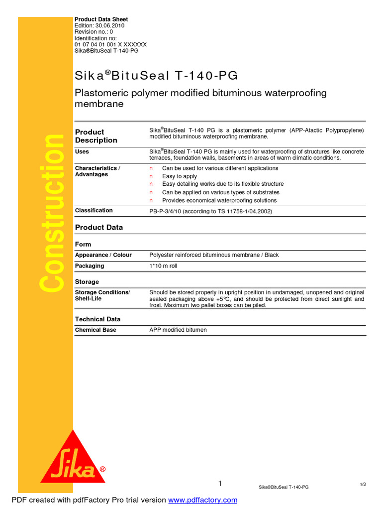 Fiche Technique Bituseal | PDF | Polymers | Building Materials
