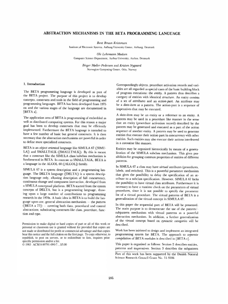 Abstraction Mechanisms Beta | PDF | Computer Programming | Software ...