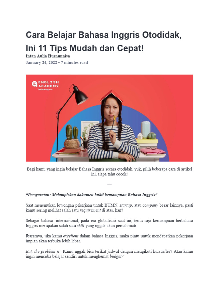Cara Belajar Bahasa Inggris Otodidak Pdf