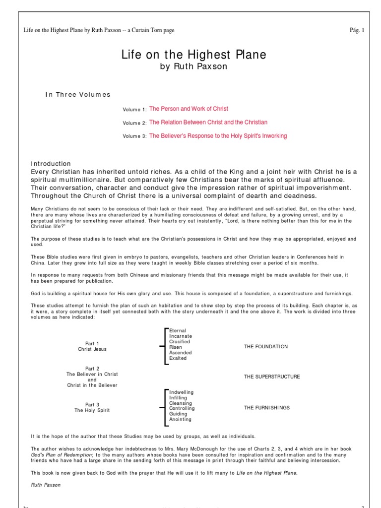 Life On The Highest Plane by Ruth Paxson | PDF | Adam | Soul