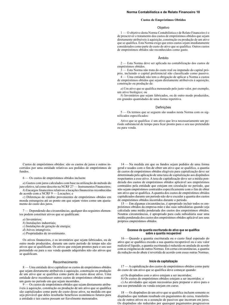 NCRF 10 | PDF | Finanças e Administração de Capital